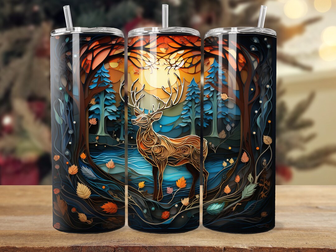 3D Zentangle Reindeer Christmas 20 Oz Skinny Tumbler Sublimation Design ...