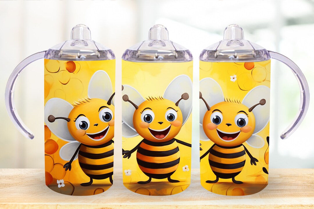 Cute Bees and Honeycomb 12 Oz Sippy Cup Sublimation Design, Straight 12 ...