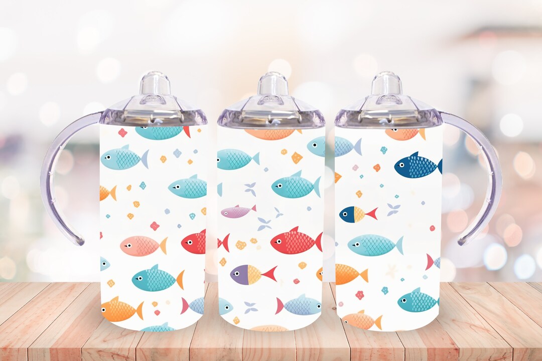 Cute Fish Pattern 12 Oz Sippy Cup Sublimation Design, Straight 12 Oz ...