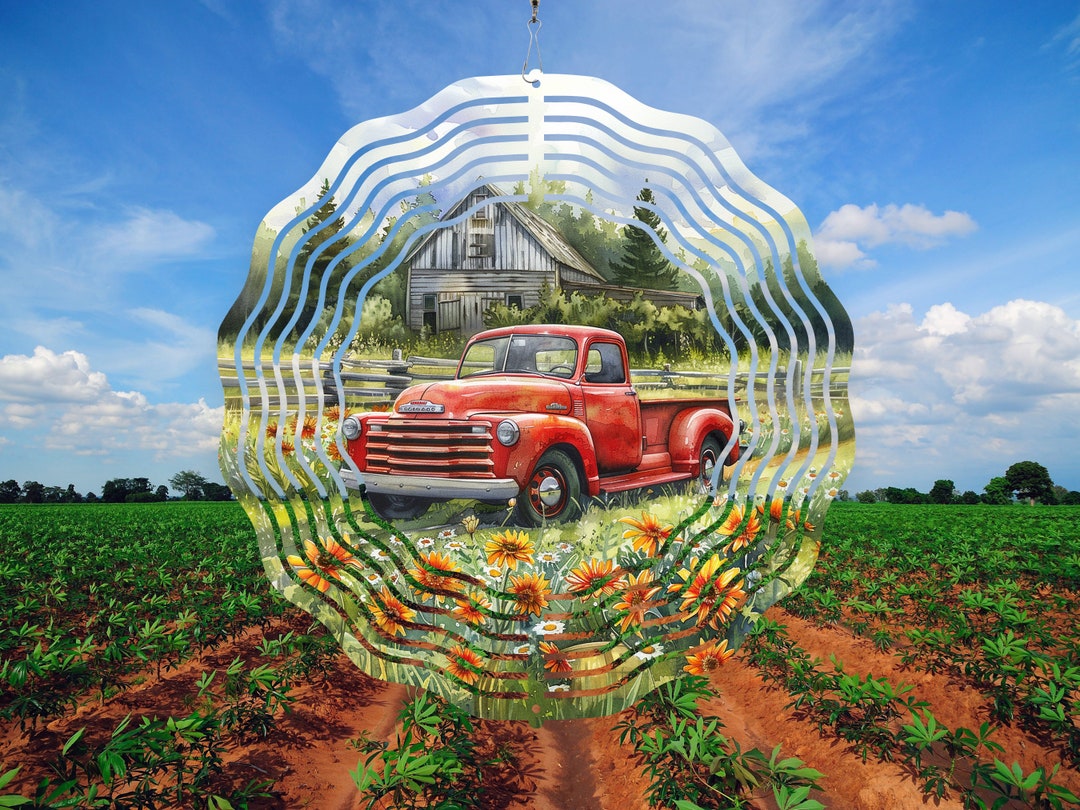 Watercolor Farm Truck Wind Spinner Sublimation Design (digital Download ...