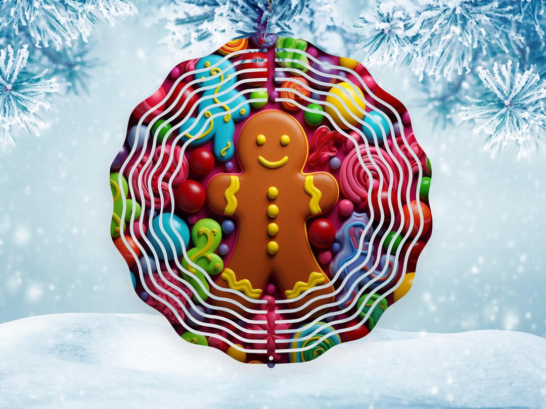 3D Gingerbread Man Wind Spinner Sublimation Design Instant Digital ...