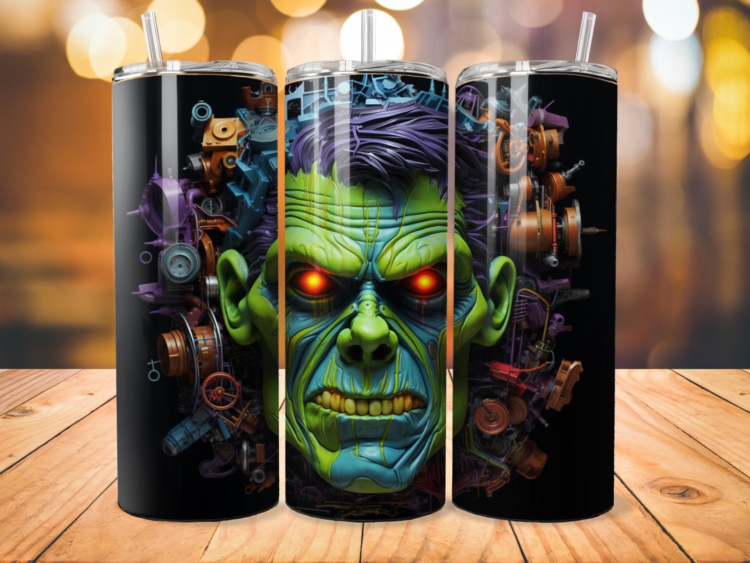 3D Halloween Frankenstein Monster 20 Oz Skinny Tumbler Sublimation ...