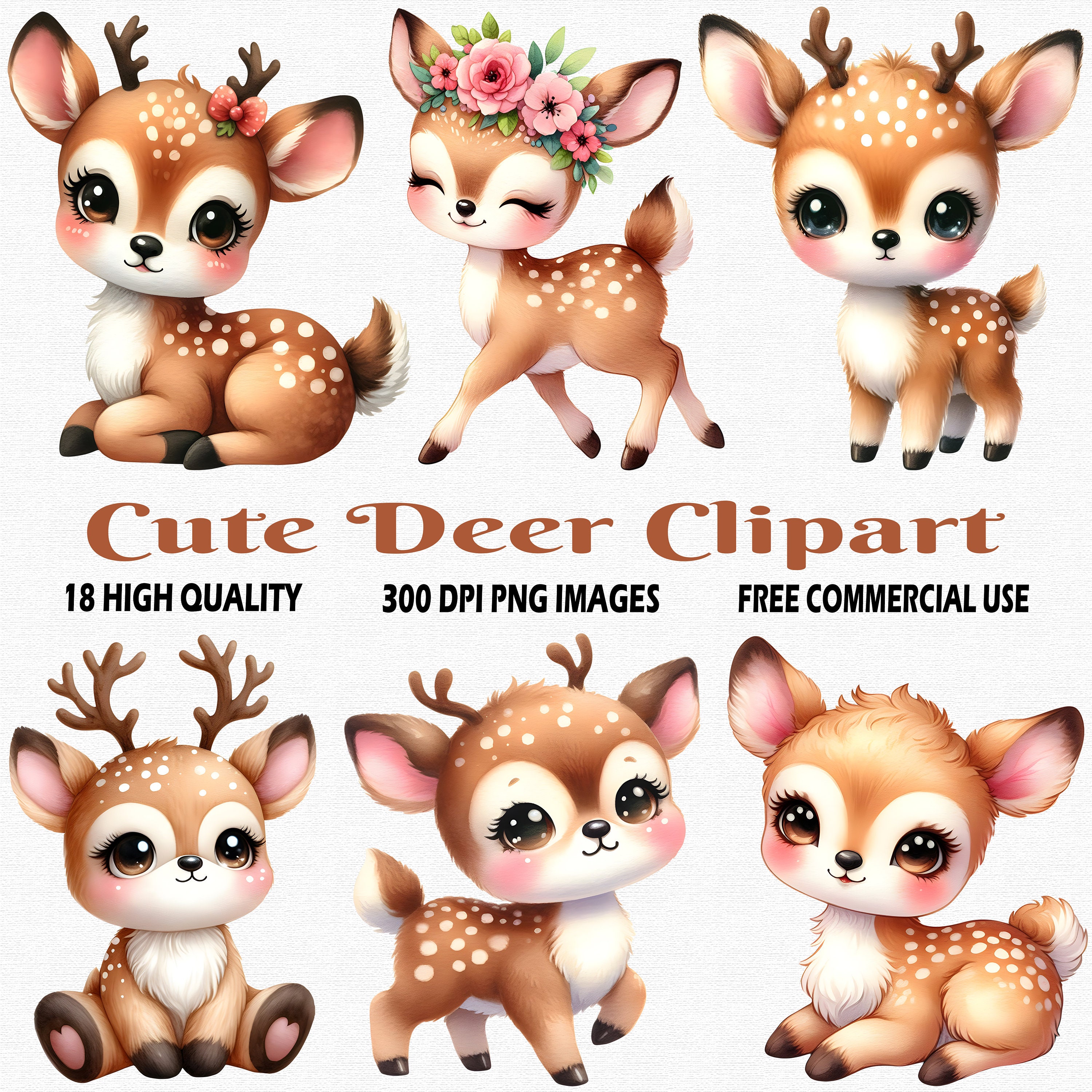Cute Deer Clipart, 18 HQ (300 DPI) PNG Images, Woodland Deer Clipart ...