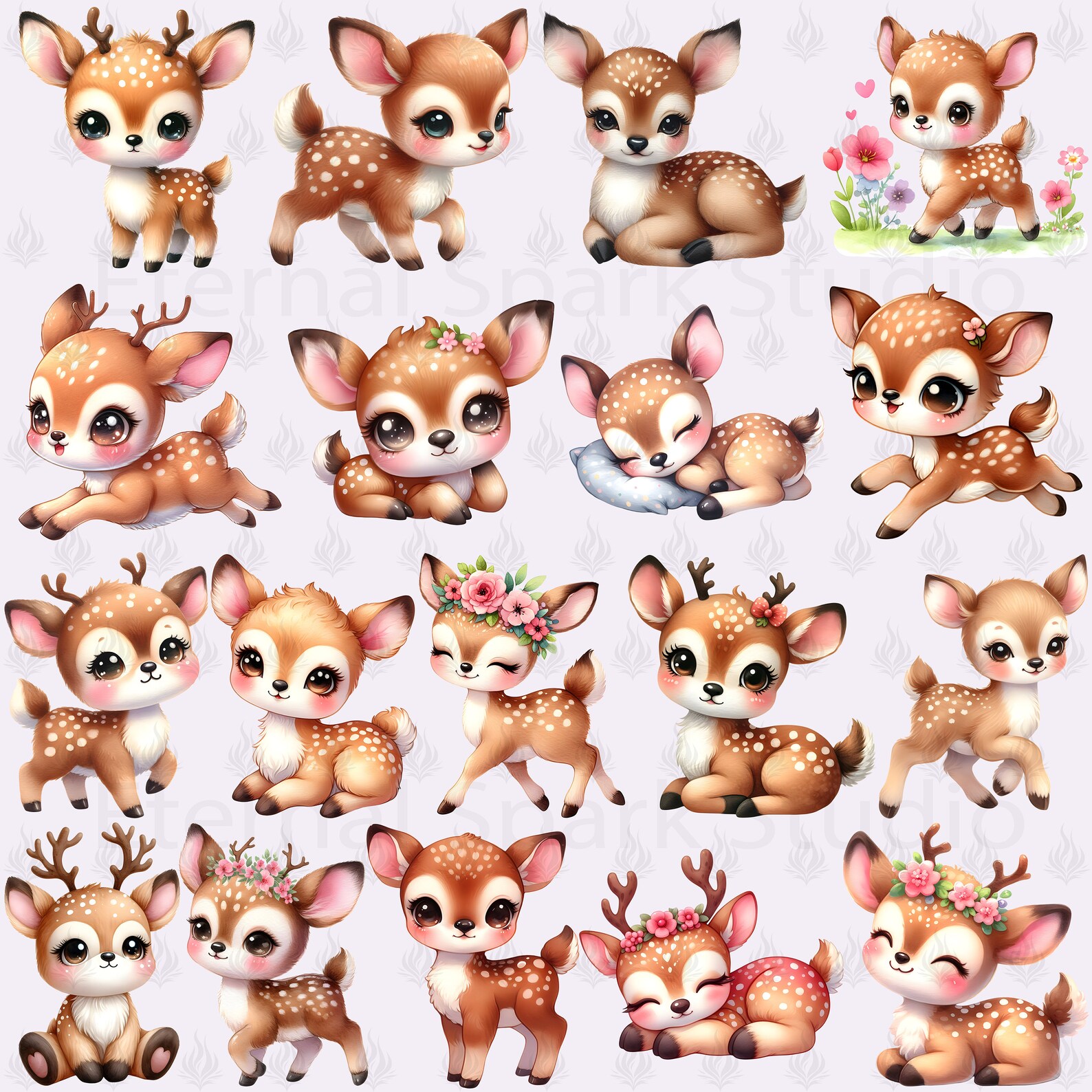 Cute Deer Clipart, 18 HQ (300 DPI) PNG Images, Woodland Deer Clipart ...