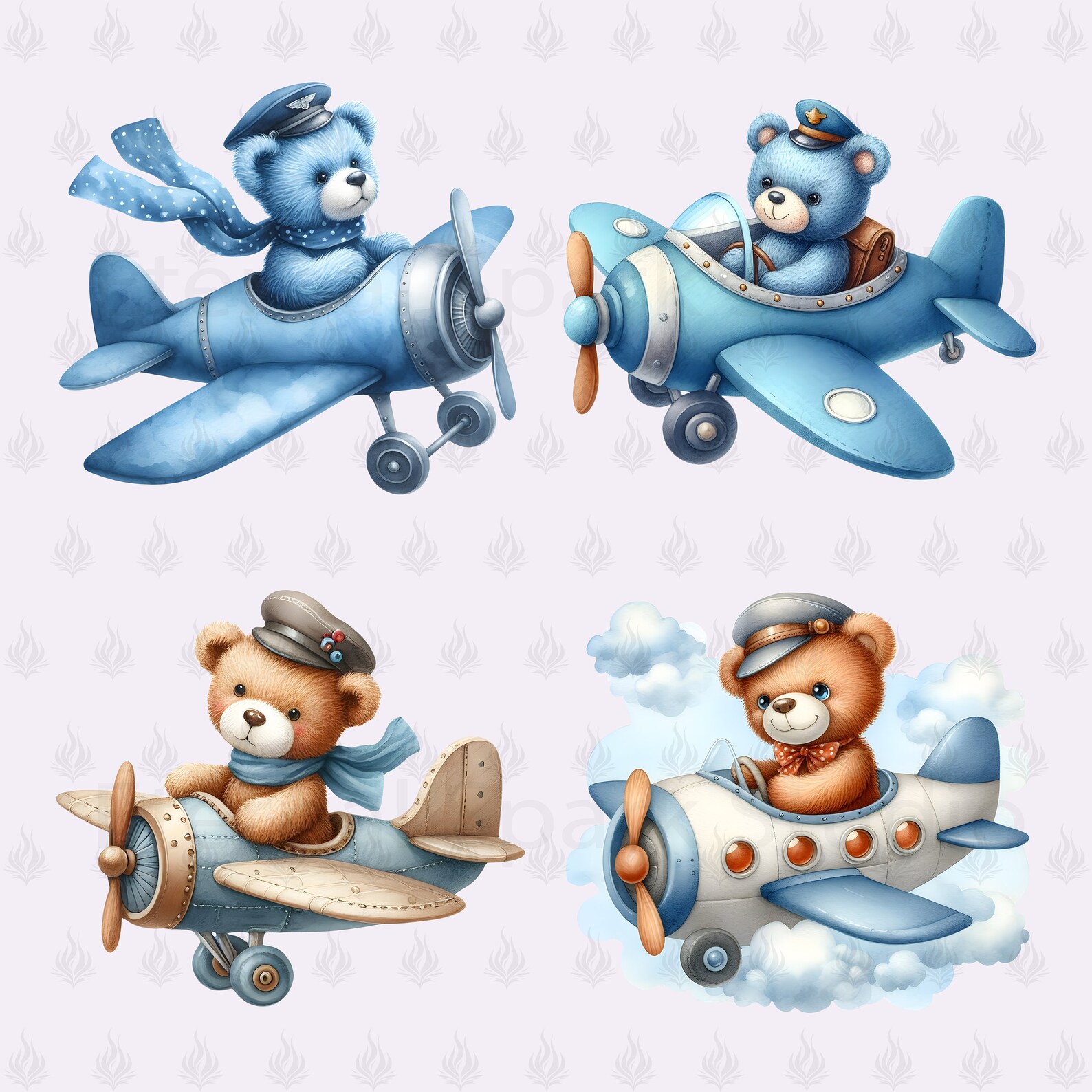 Flying Teddy Bear, 20 HQ (300 DPI) Png Images, Watercolor Flying Teddy ...