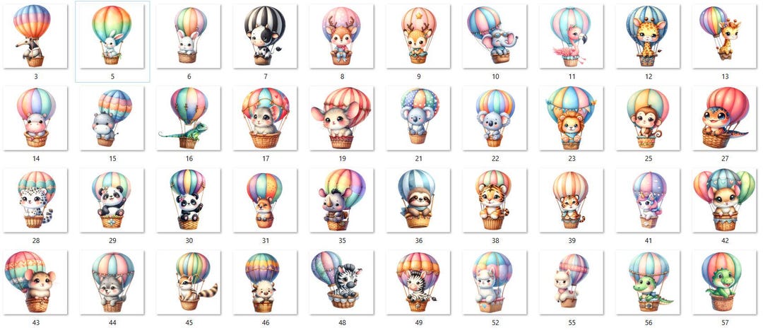 Animals Riding Hot Air Balloon, Alphabet Animals Clipart, Alphabet ...