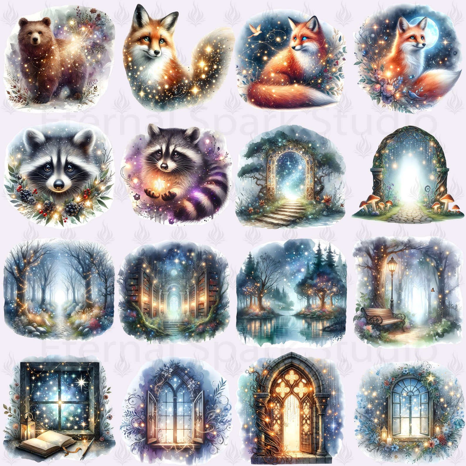 Enchanted Forest Clipart,60 (300 DPI) Images, Magical Forest Clipart ...