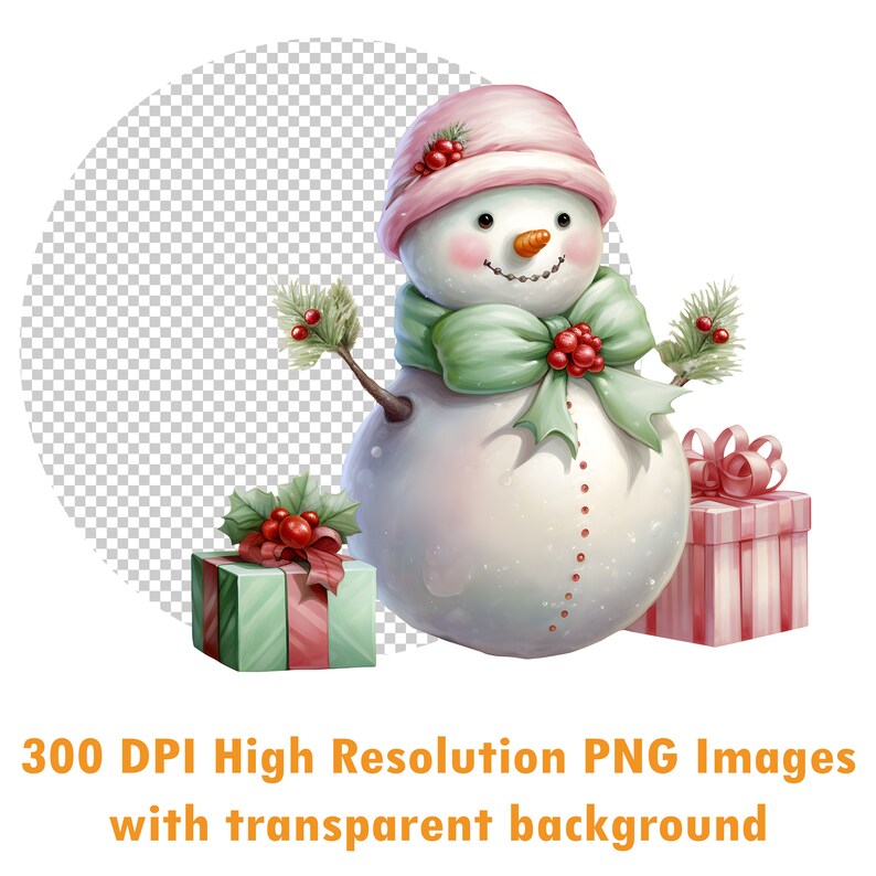 Watercolor Christmas Snowman Clipart,60 300 DPI Transparent Images ...