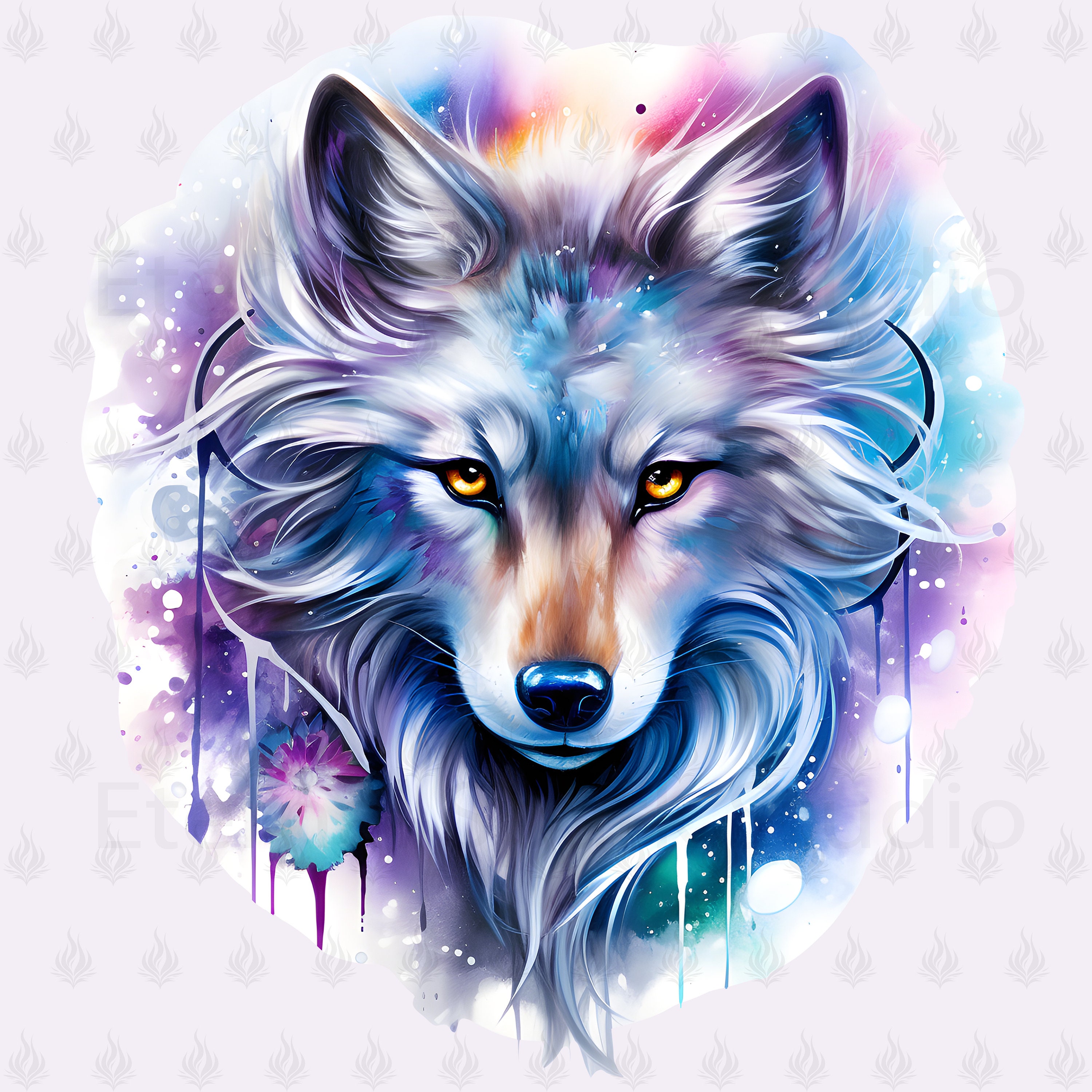 Watercolor Cute Whimsical Wolf Clipart, 4 300 DPI PNG Transparent ...