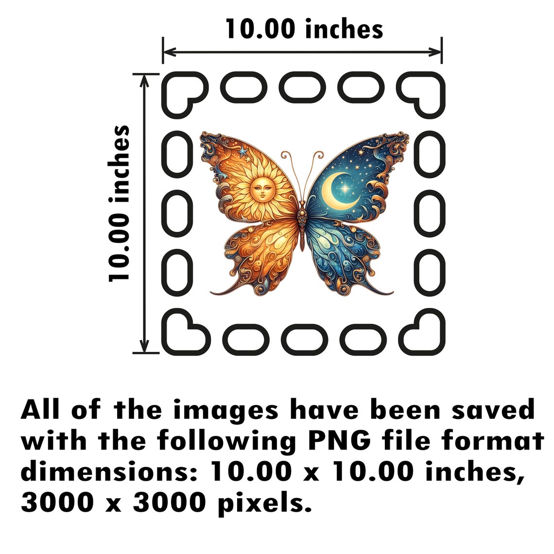 Sun and Moon Butterfly,16 PNG Images, Sublimation Butterfly Clipart ...