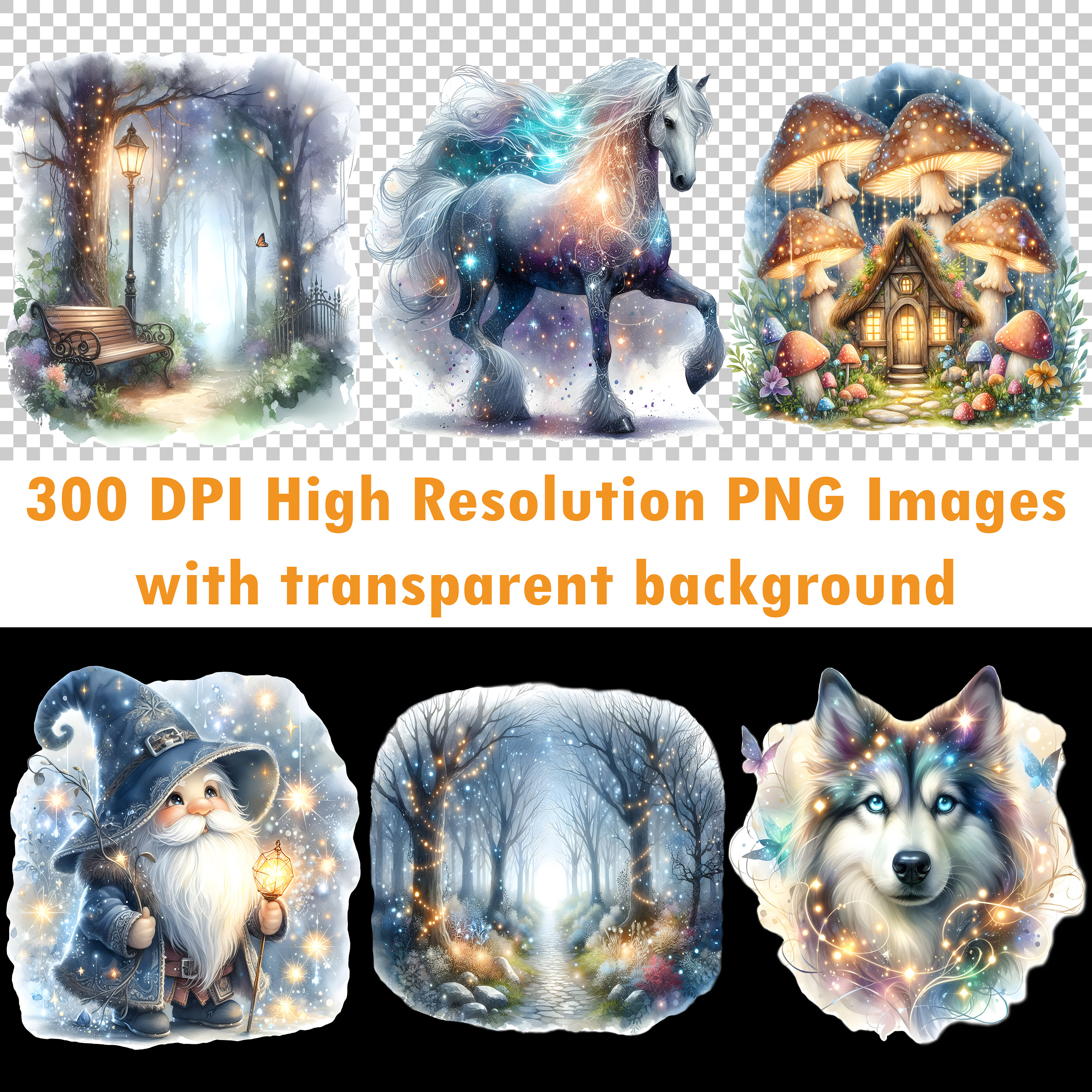Enchanted Forest Clipart,60 (300 DPI) Images, Magical Forest Clipart ...