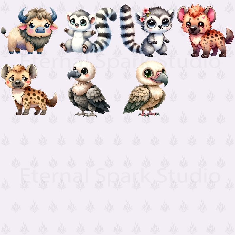 Kawaii Safari Animals, 55 PNG 300 DPI Transparent Images , Cute Kawaii ...