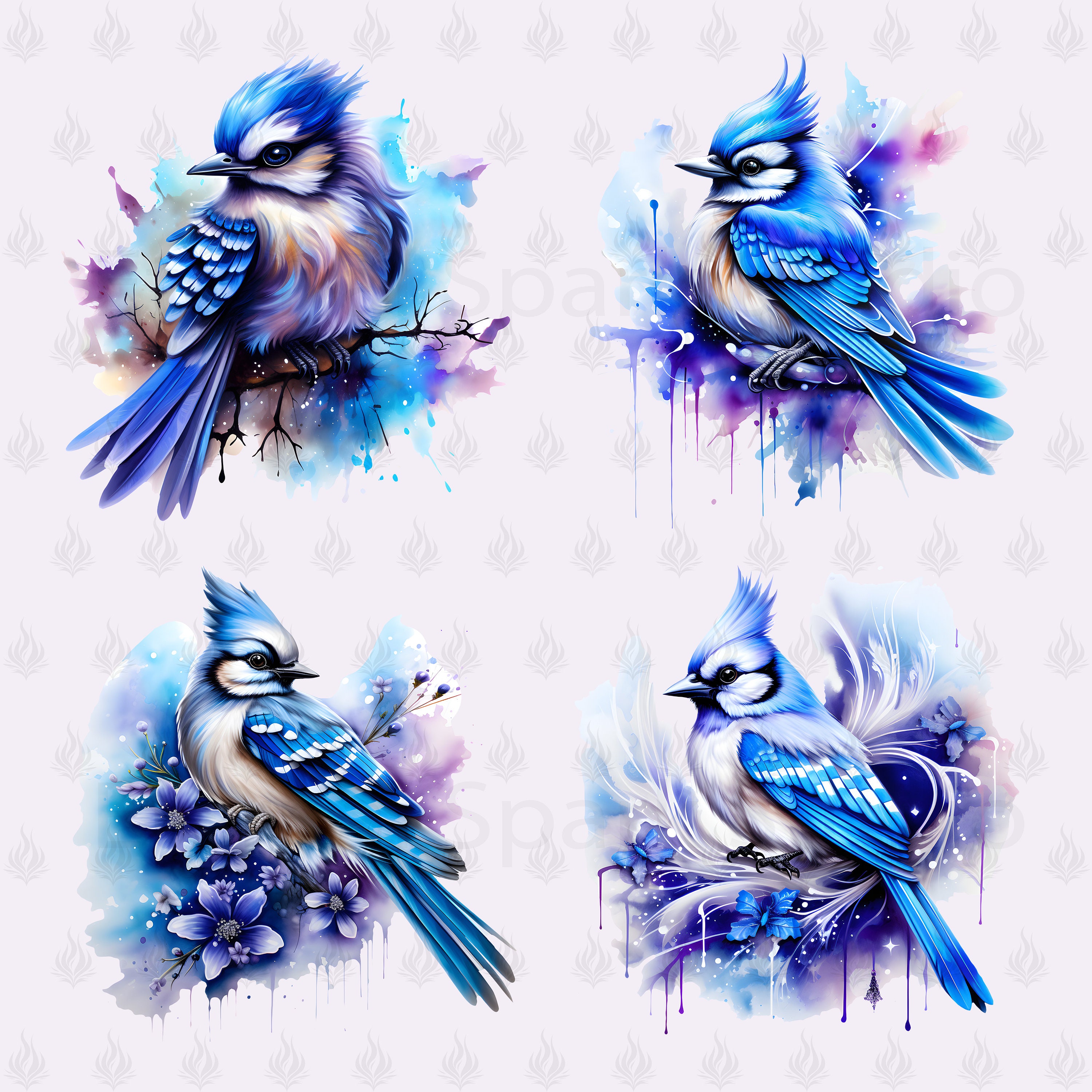 Watercolor Blue Jay Clipart, 10 300 DPI PNG Transparent Images, Cute ...
