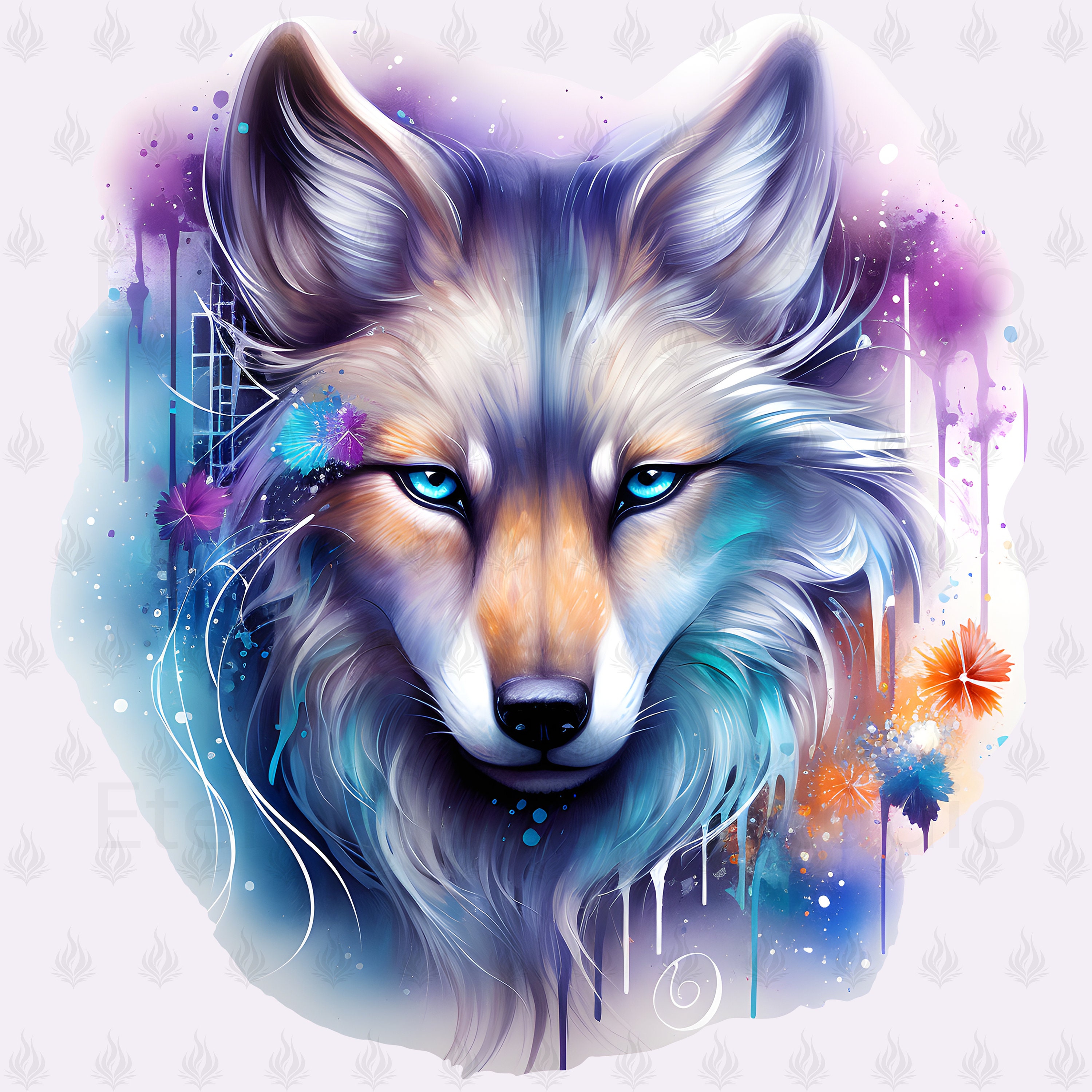 Watercolor Cute Whimsical Wolf Clipart, 4 300 DPI PNG Transparent ...