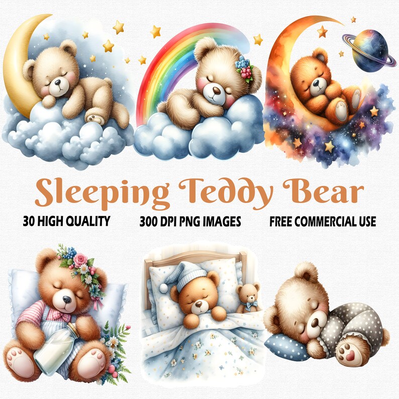 Sleeping Teddy Bear Png, 30 HQ (300 DPI) Png Images, Cute Teddy Bear Clipart, Nursery Teddy Bear ...