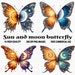 Sun and Moon Butterfly,16 PNG Images, Sublimation Butterfly Clipart ...