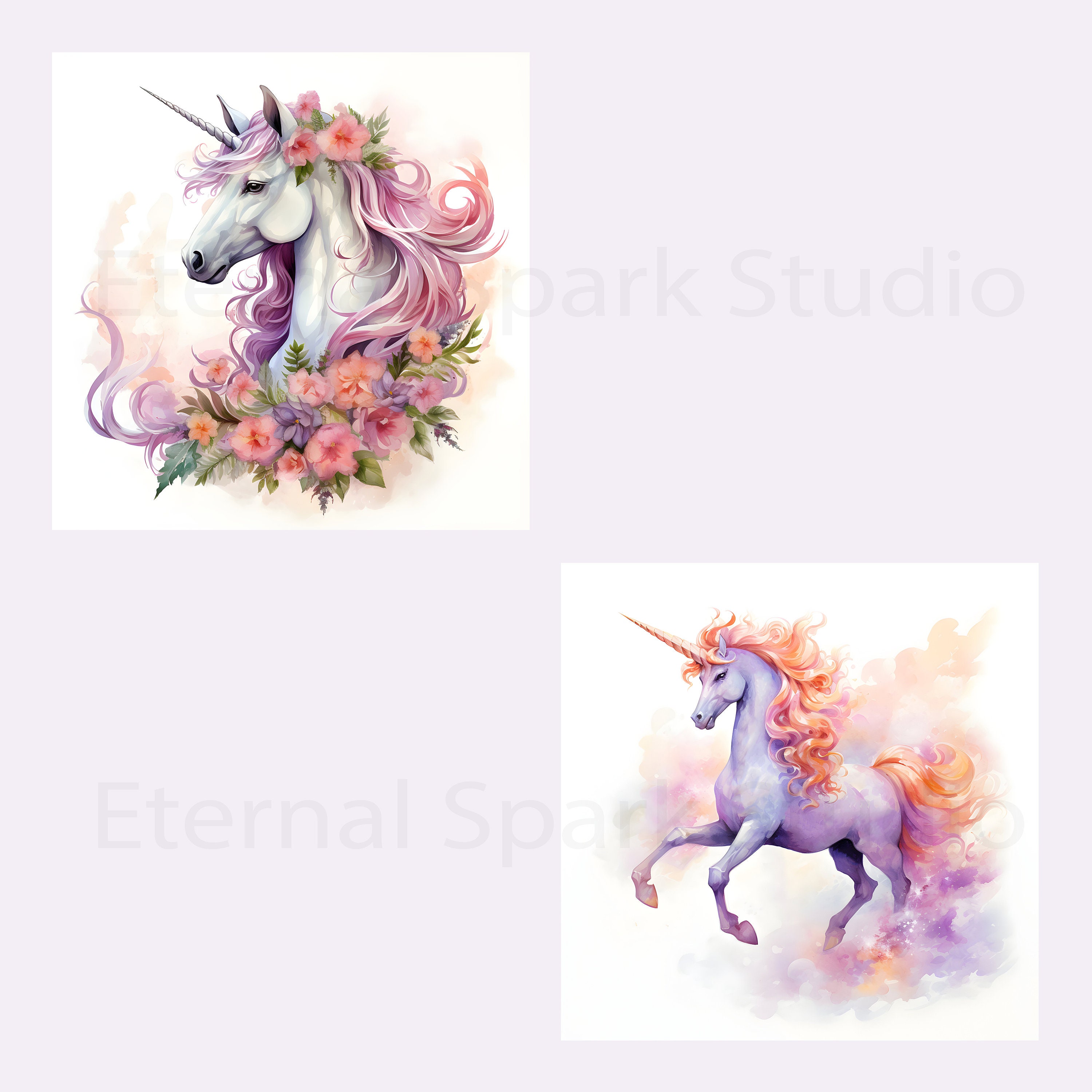 Watercolor Unicorn Clip Art, 10 High Quality (300 DPI) JPG Images With ...