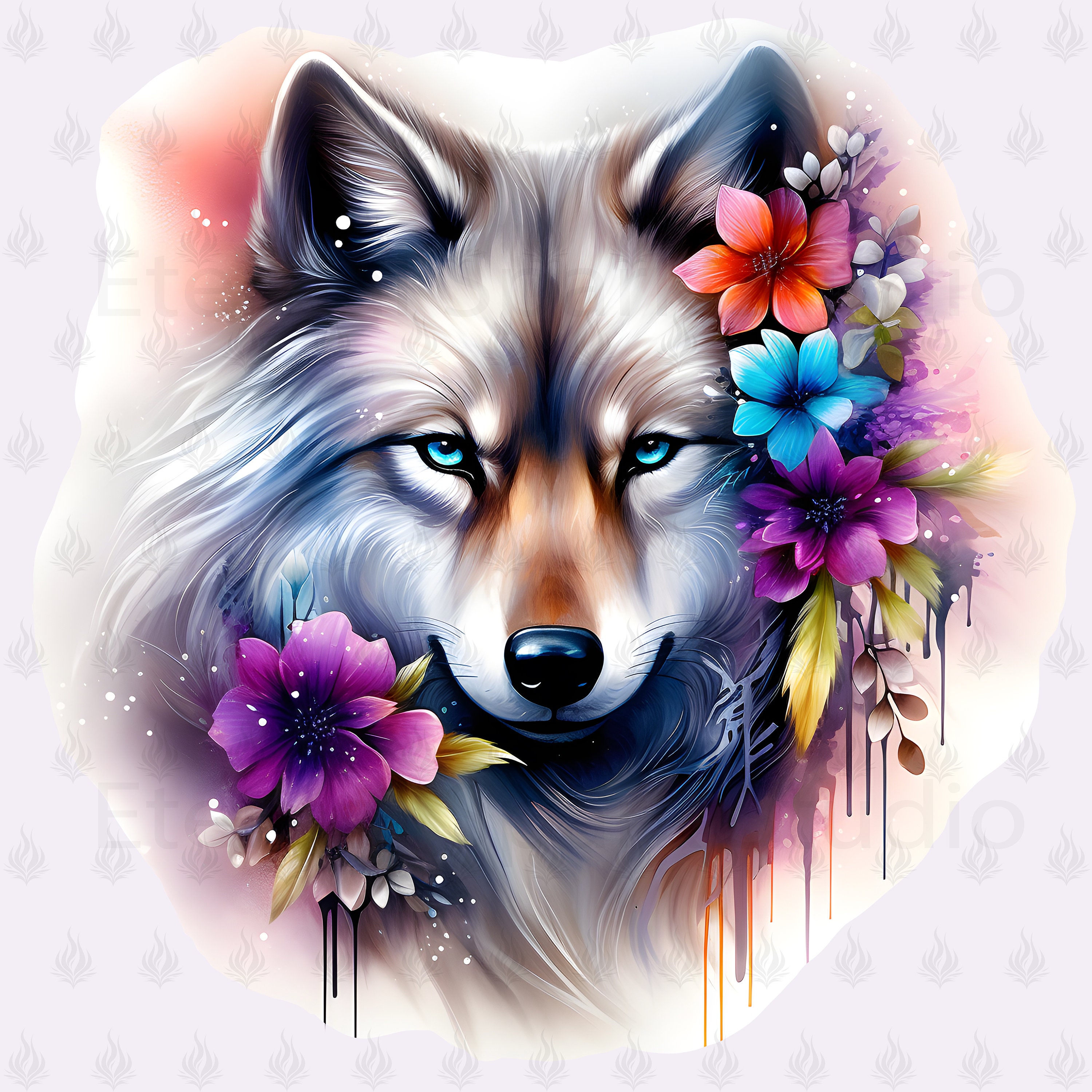 Watercolor Cute Whimsical Wolf Clipart, 4 300 DPI PNG Transparent ...