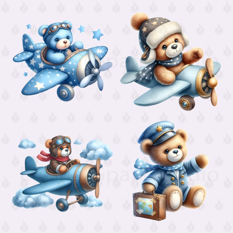 Flying Teddy Bear, 20 HQ (300 DPI) Png Images, Watercolor Flying Teddy ...