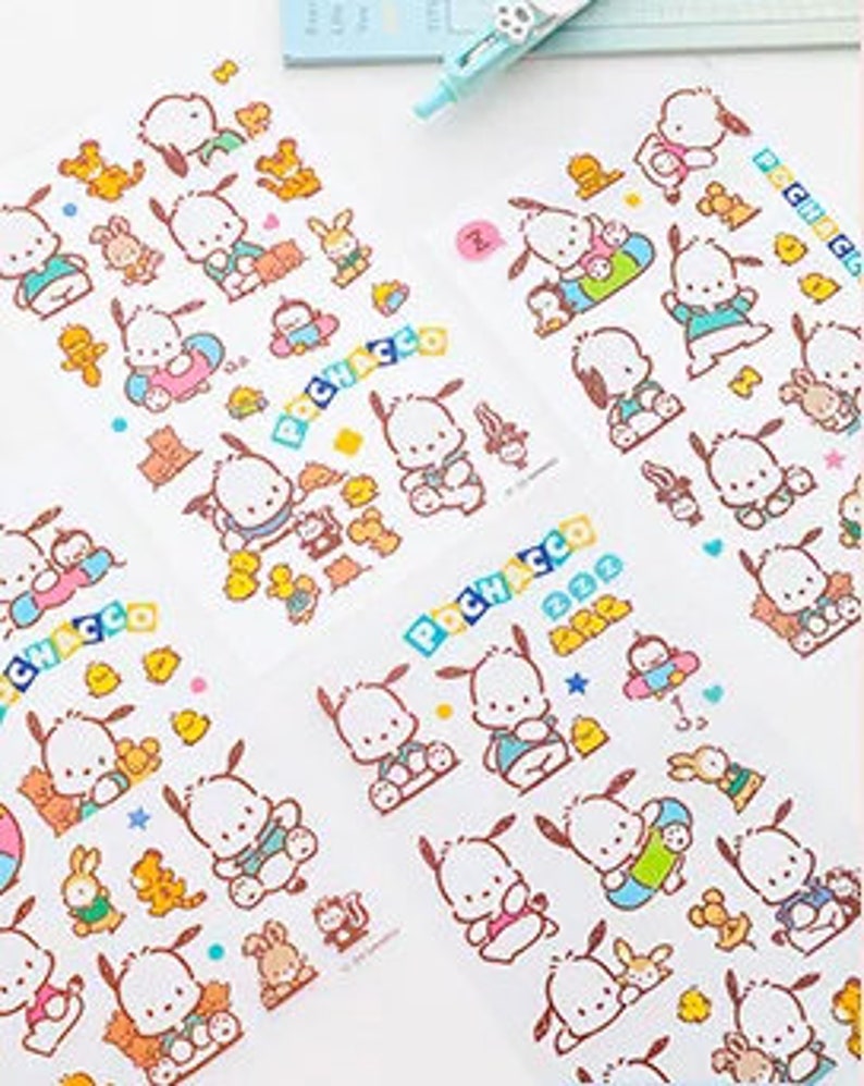 Pochacco Sticker Sheet Pack Sanrio Stickers Kawaii Stickers Cute ...