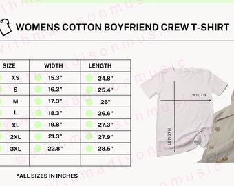 Next Level 3600 Size Chart T-shirt Sizing Guide for - Etsy