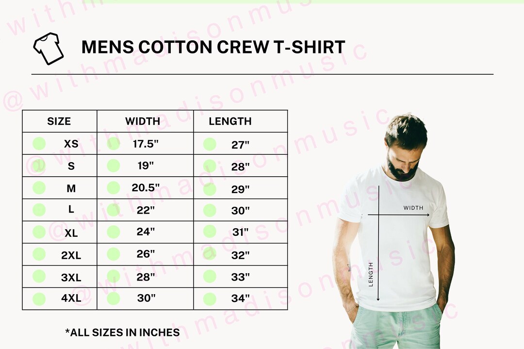Next Level 3600 Size Chart, T-shirt Sizing Guide for Mens/unisex Cotton ...
