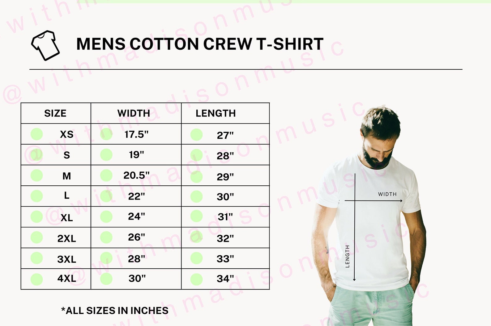 Next Level 3600 Size Chart, T-shirt Sizing Guide for Mens/unisex Cotton ...