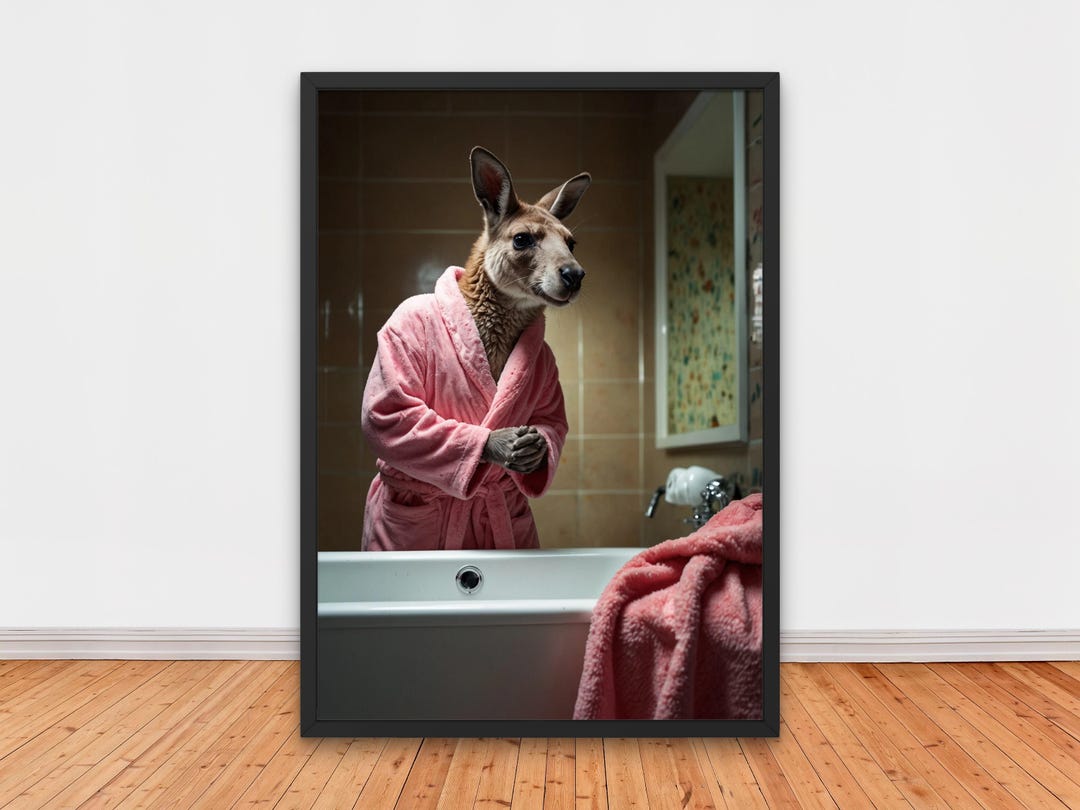 Funny Kangaroo Bathroom Art Prints, Digital Download, 4 Size JPG - Etsy