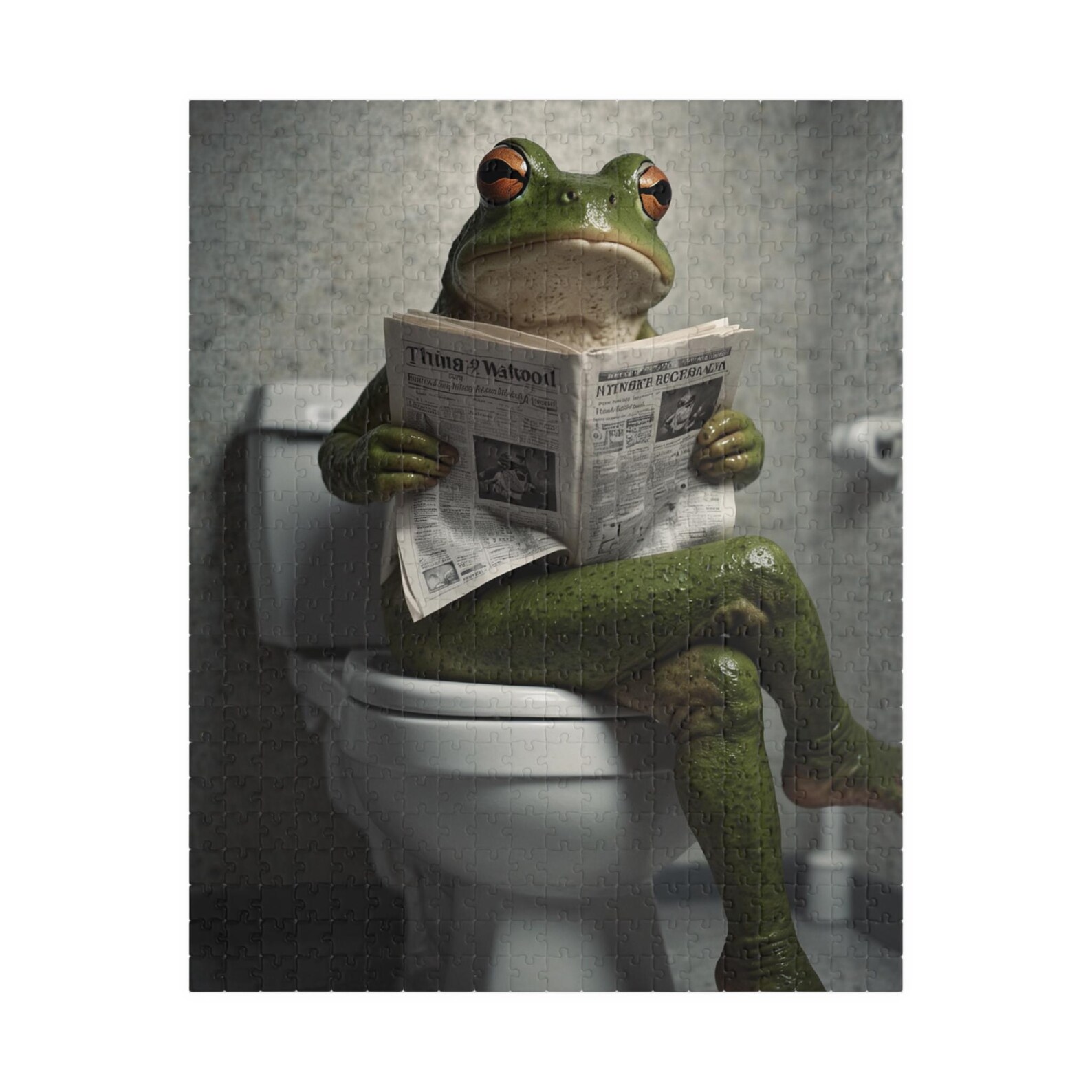 Funny Frog Bathroom Puzzle Whimsical Frog Reading Newspaper Jigsaw 110 ...