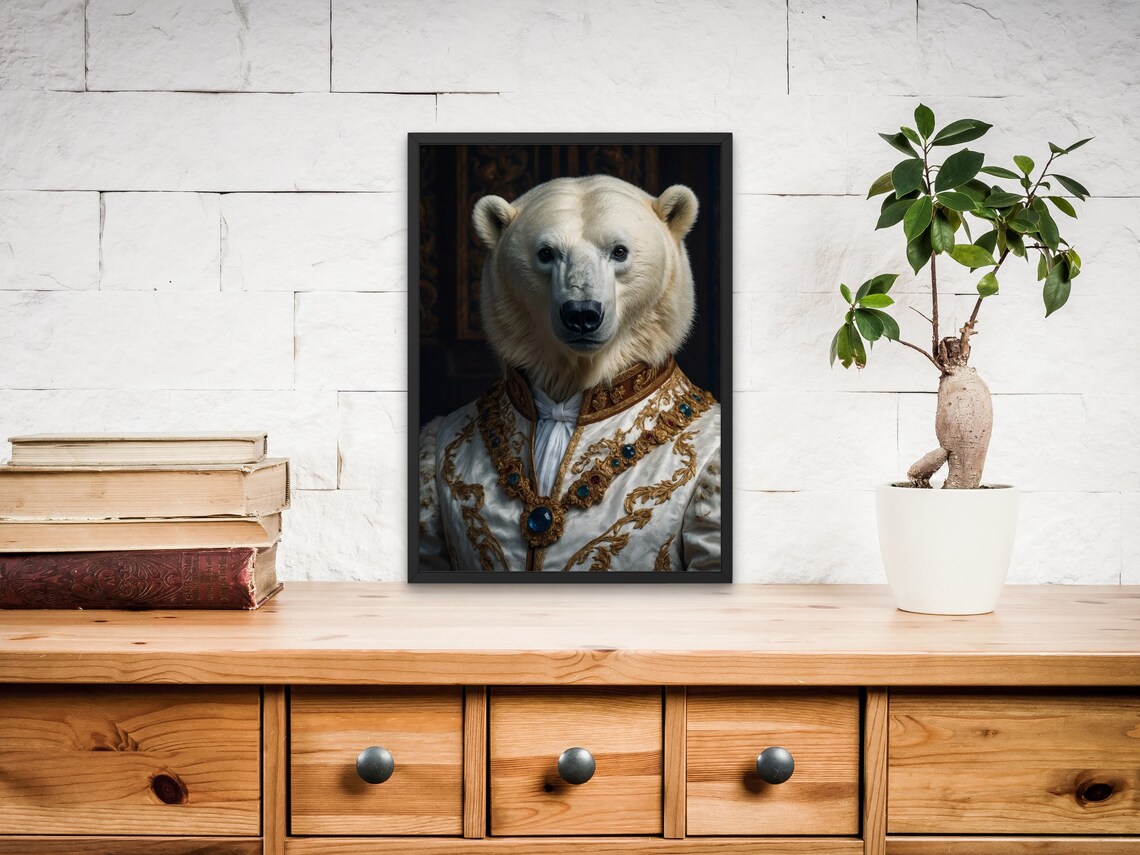 Majestic Renaissance Polar Bear Portrait, Renaissance Portrait Painting ...