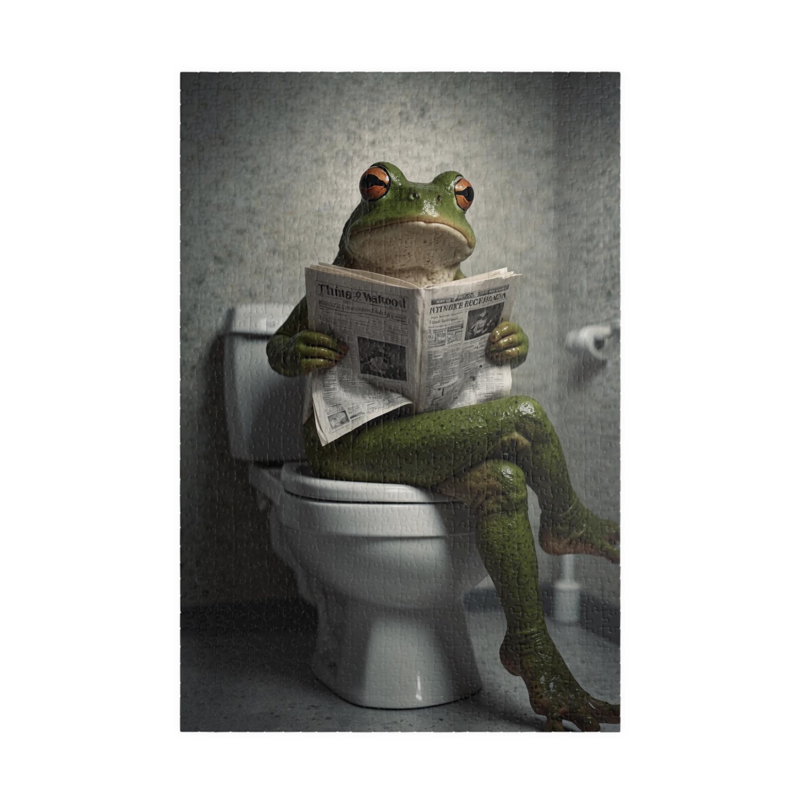 Funny Frog Bathroom Puzzle Whimsical Frog Reading Newspaper Jigsaw 110 ...