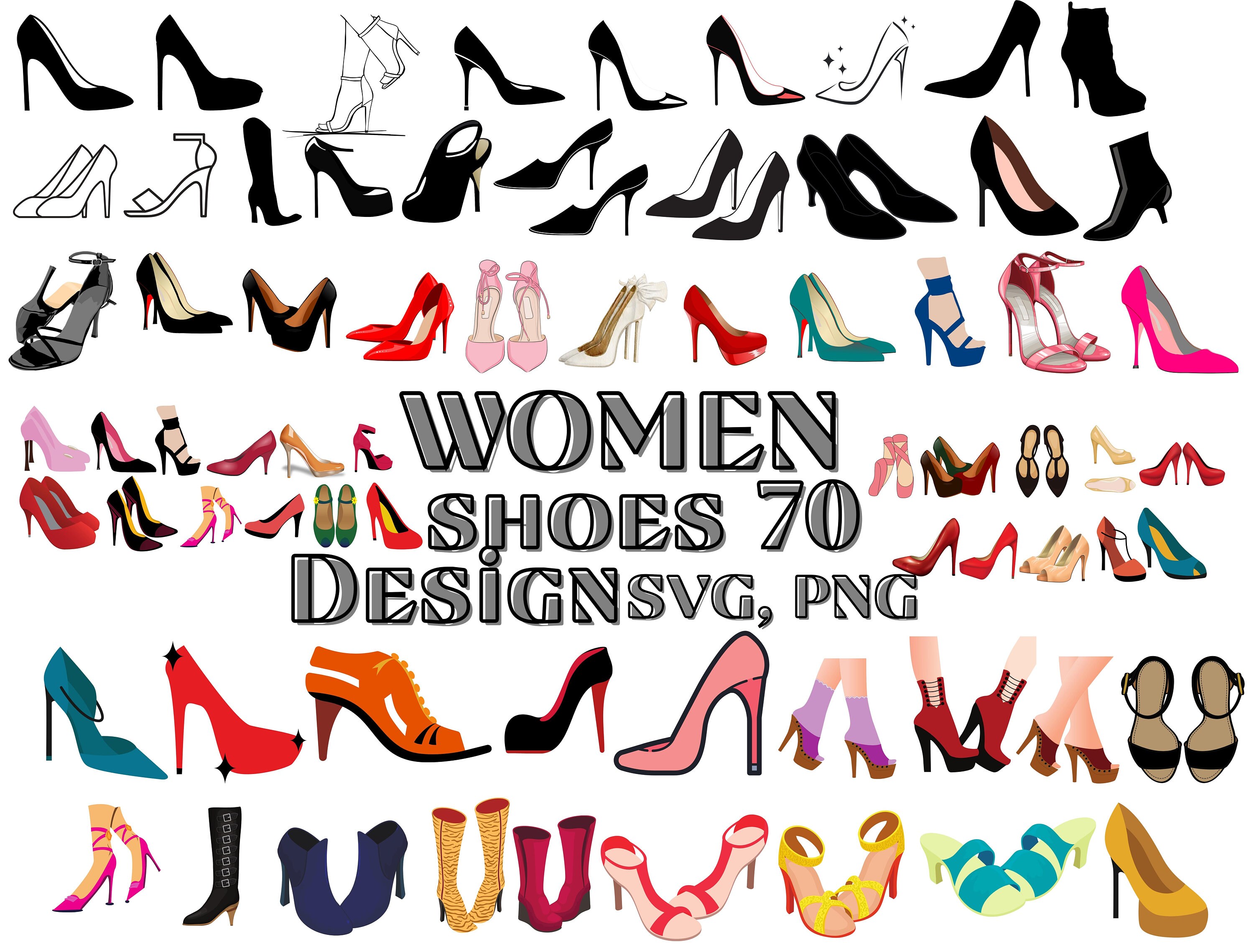 70x High Heels Bundle SVG / Women Shoes SVG / Cut File / Cricut ...