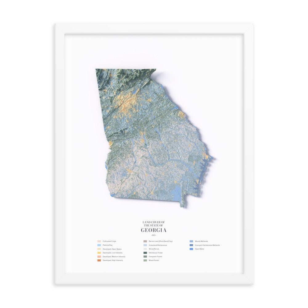 Map of Georgia Poster Warm Colored Modern Infographic Land Cover ...