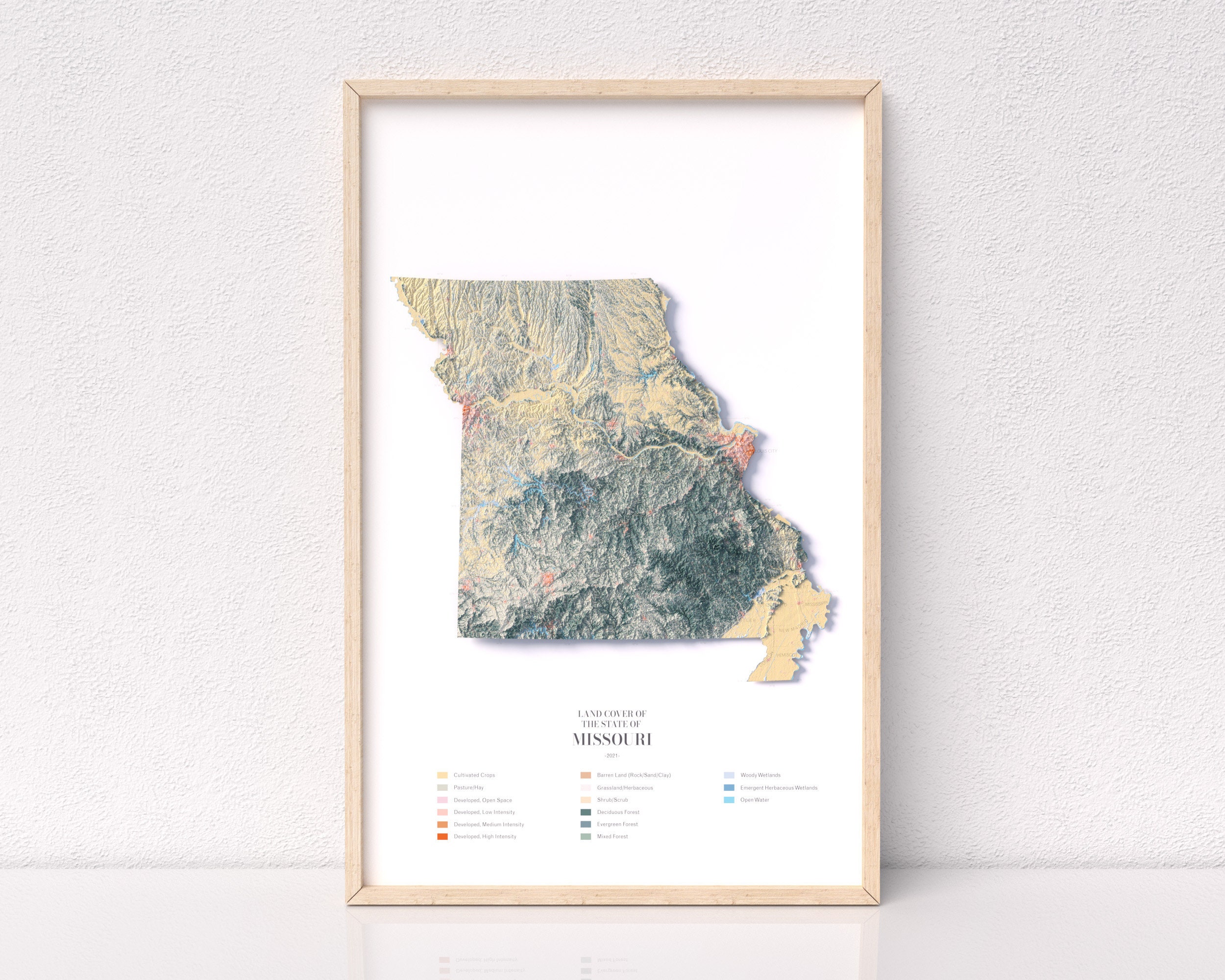 Map of Missouri With Boundaries Poster Warm Colored Modern Infographic ...
