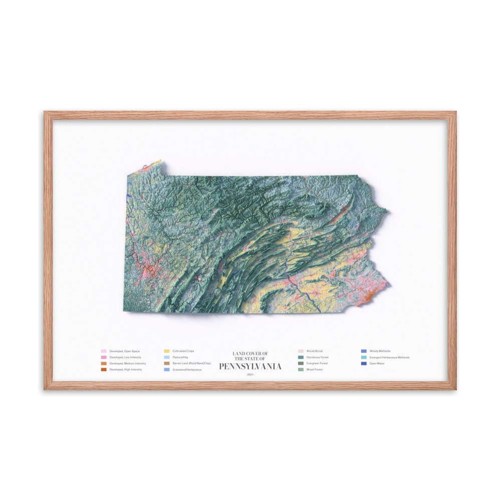 Map of Pennsylvania With Boundaries Poster Colorful Modern Infographic ...