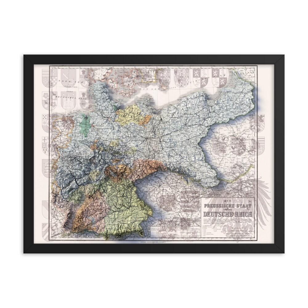 German Empire Map Poster, German History Wall Art, Vintage Germany ...