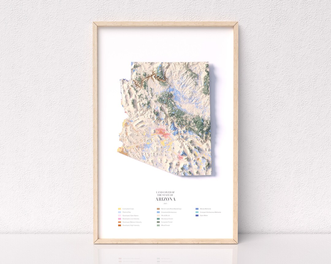 Arizona Map With Counties Print Poster, Modern Arizona County Map Wall ...