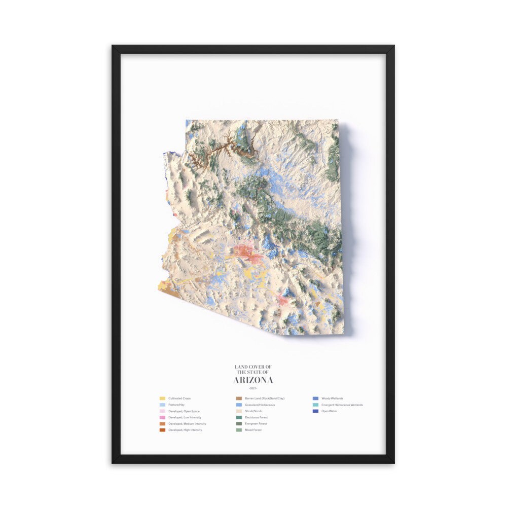 Arizona Map With Counties Print Poster, Modern Arizona County Map Wall ...
