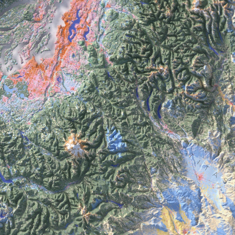 Map of Washington With Boundaries Poster - Colorful Modern Infographic ...