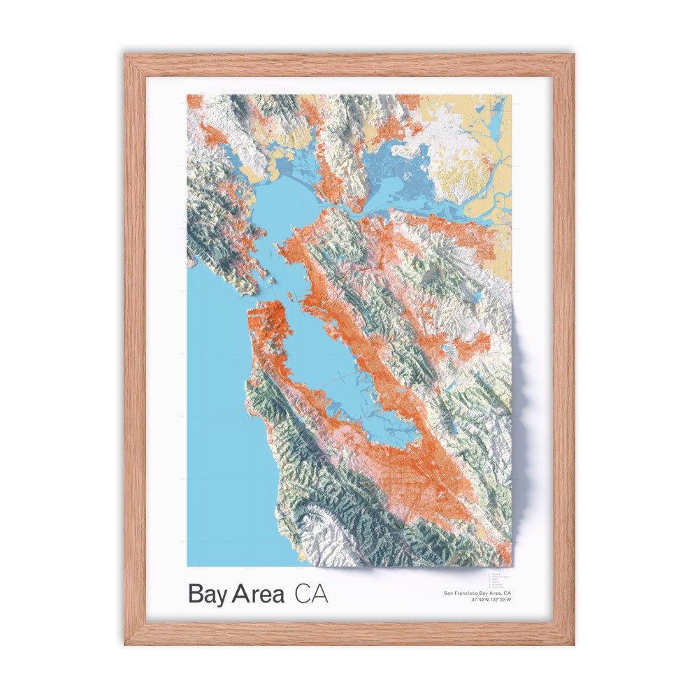 Map of San Francisco Bay Area Poster Colorful Modern Infographic Land ...