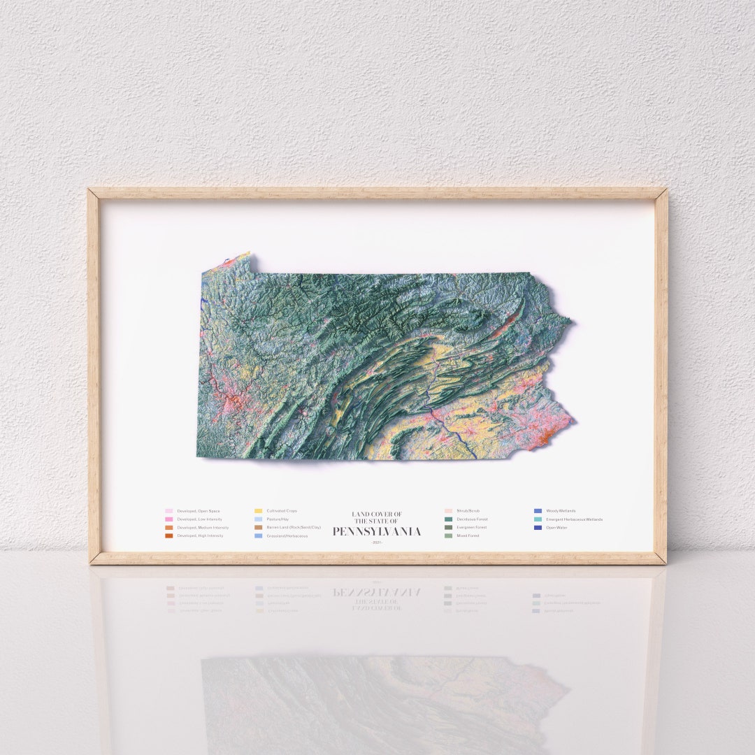 Map of Pennsylvania With Boundaries Poster Colorful Modern Infographic ...