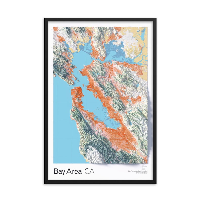 Map of San Francisco Bay Area Poster Colorful Modern Infographic Land ...