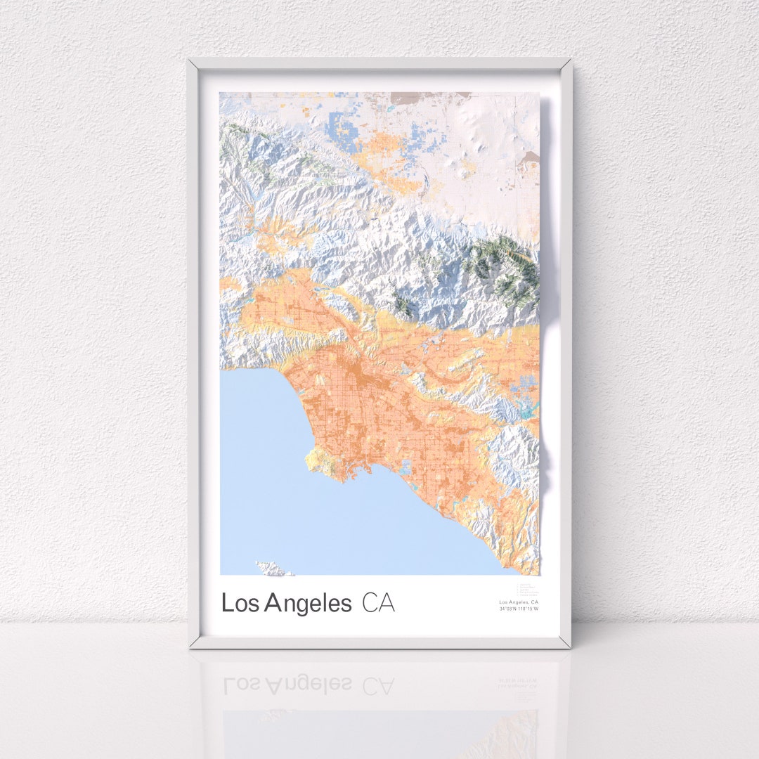Los Angeles - Colorful Modern Infographic Land Cover Topographic ...