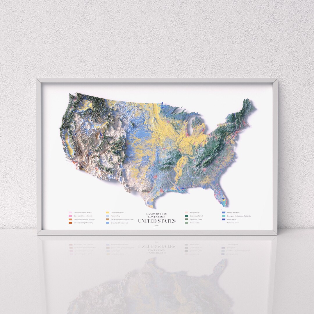 United States Colorful Modern Infographic Land Cover Topographic ...