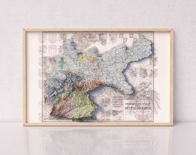 German Empire Map Poster, German History Wall Art, Vintage Germany ...