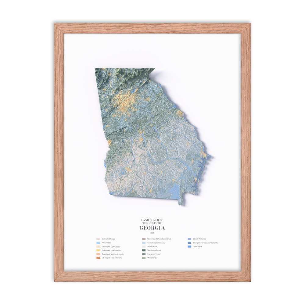 Map of Georgia Poster Warm Colored Modern Infographic Land Cover ...