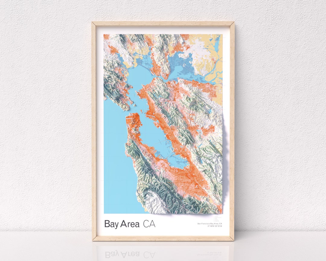 Map of San Francisco Bay Area Poster - Colorful Modern Infographic Land ...