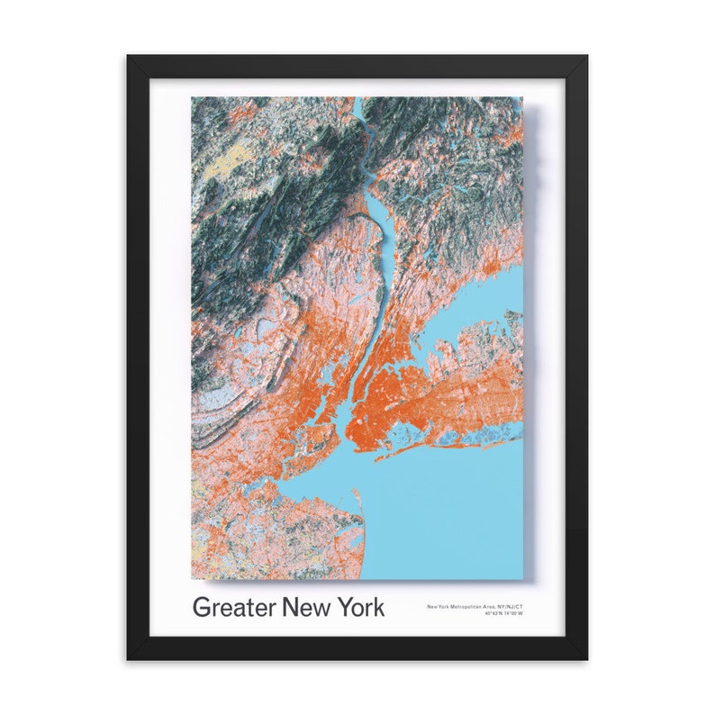 Map of New York Metropolitan Area Poster Colorful Modern Infographic ...