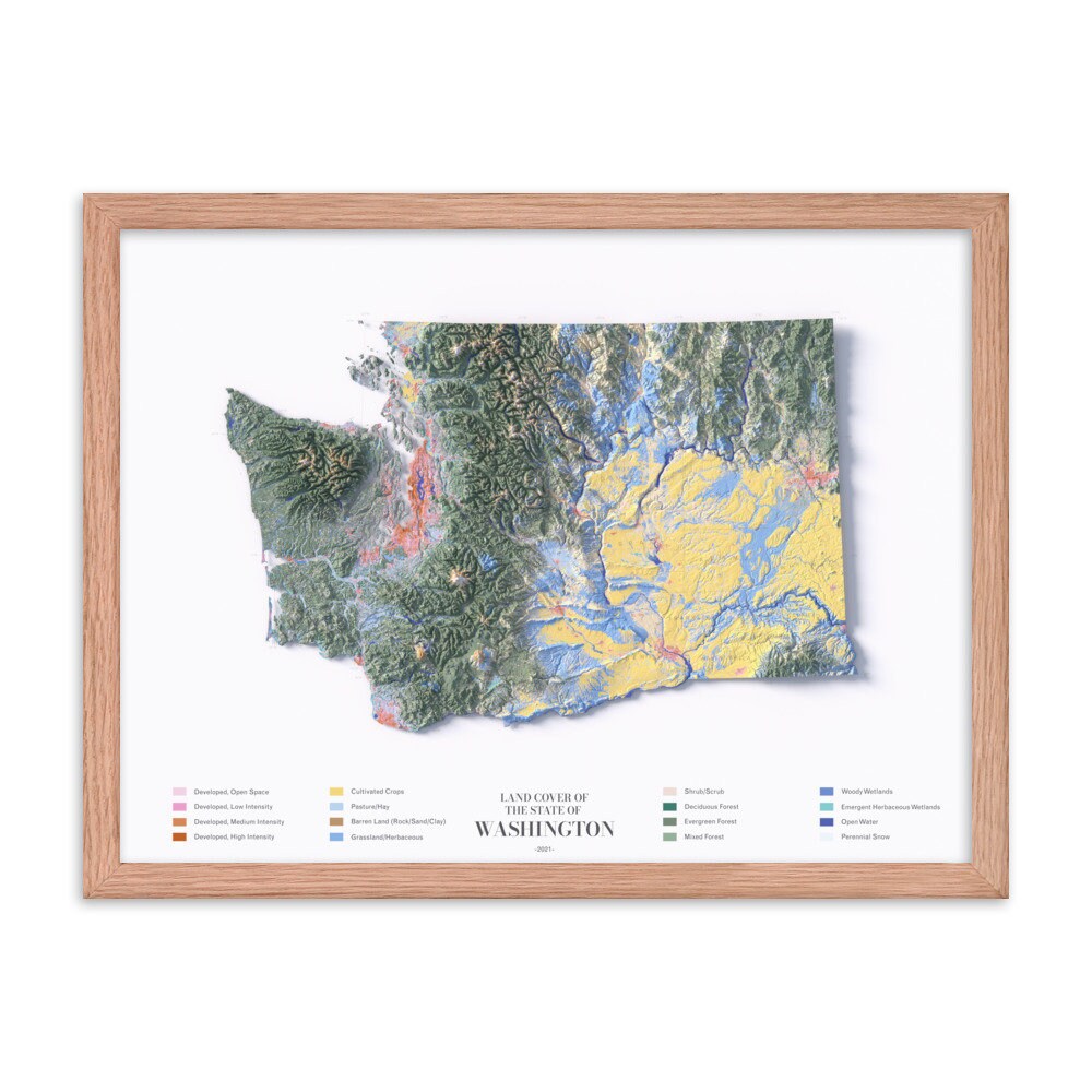 Map of Washington With Boundaries Poster Colorful Modern Infographic ...