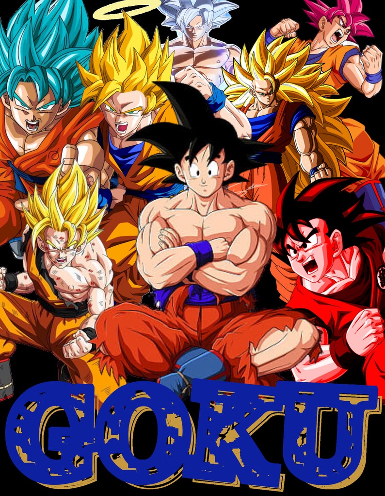Goku Digital Wallpaper DBZ Group PNG for Birthdays, Gifts, Parties ...